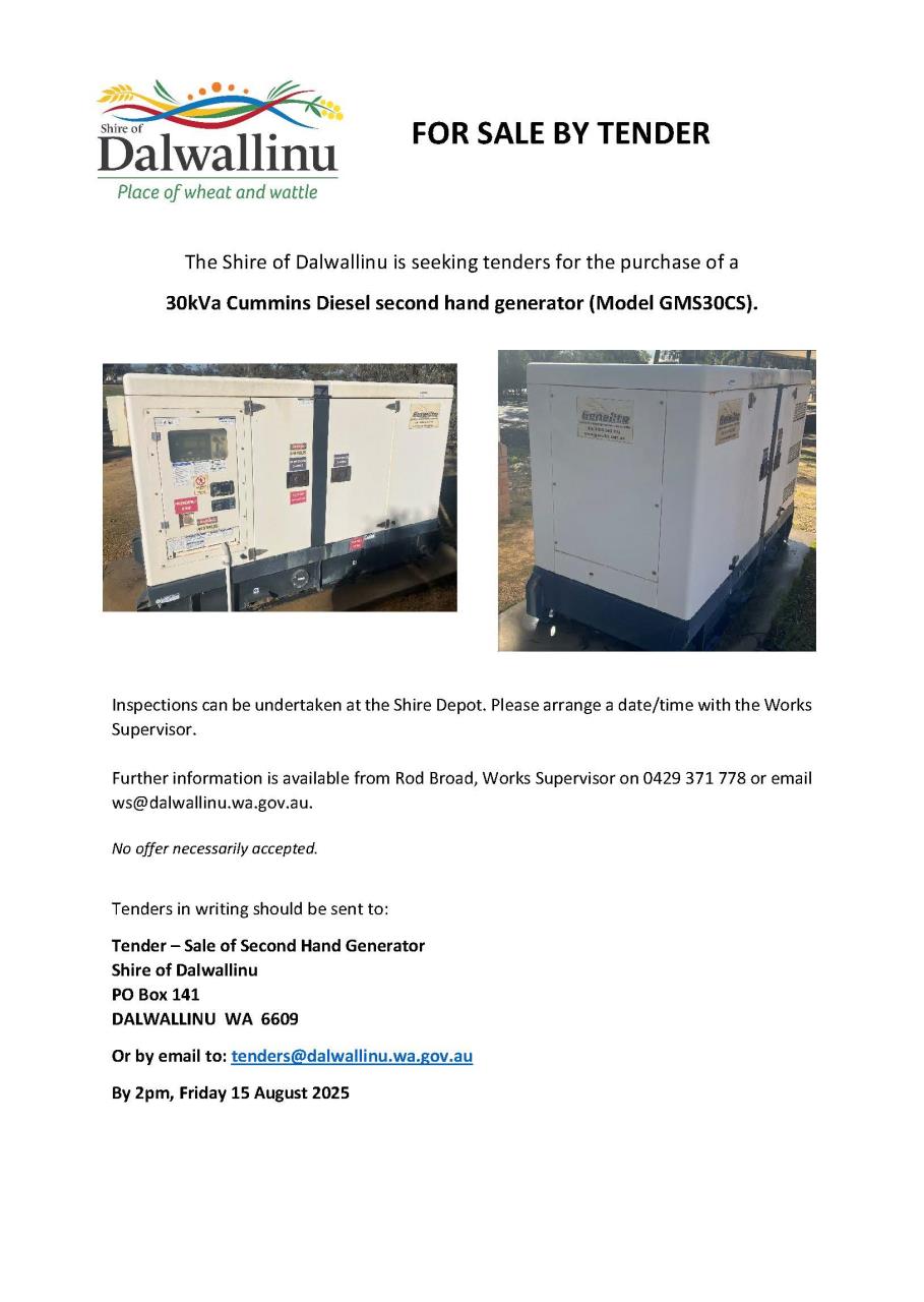 For Sale by Tender - 30KvA Cummins Diesel Second Hand Generator (Model ...